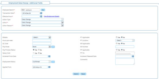 Employment Data Change – Additional Fields