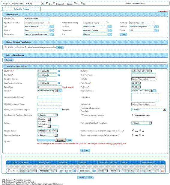 Course Schedule/Reschedule