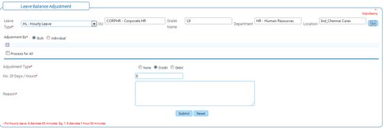 Leave Balance Adjustment