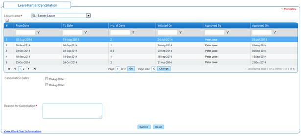 Leave Partial Cancellation