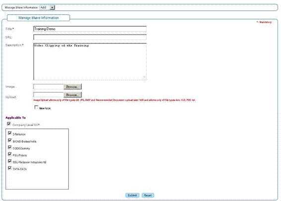 Manage Share Information
